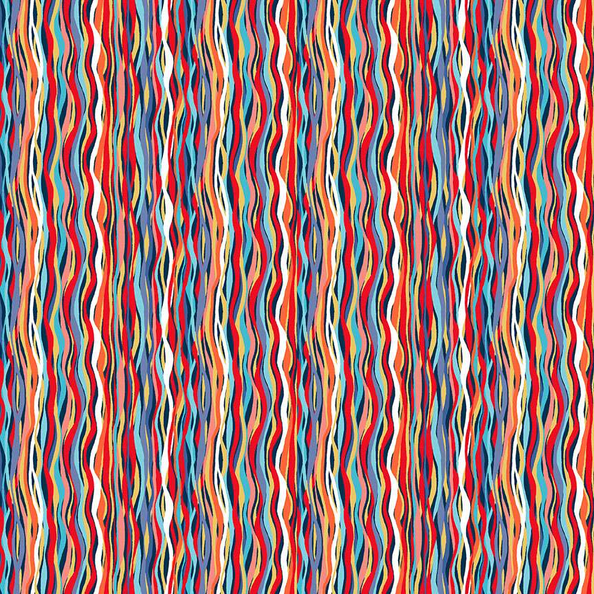 Deep Blue Sea - Dark Blue Wave Stripe by Makower UK for Andover Fabric