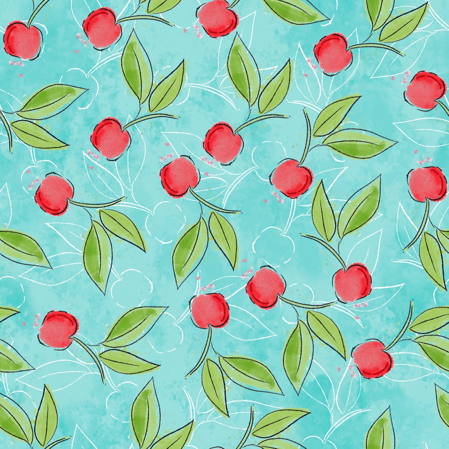 Sweet Summertime | Cherries Galore Turquoise by Duncan MacDougal for 3