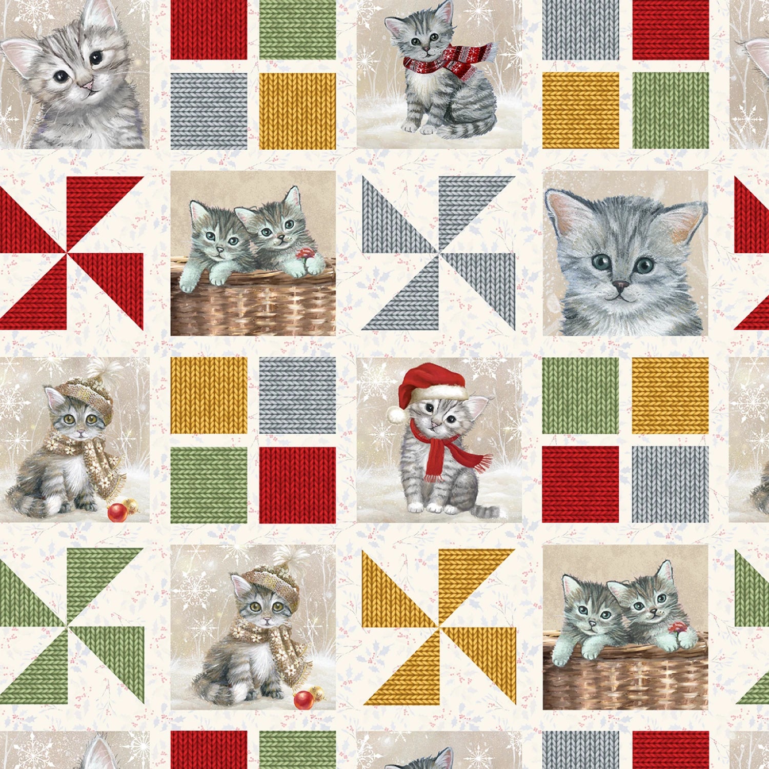 A Purr-fect Holiday Season | Multi Cat Patchwork by Louise Kay Designs