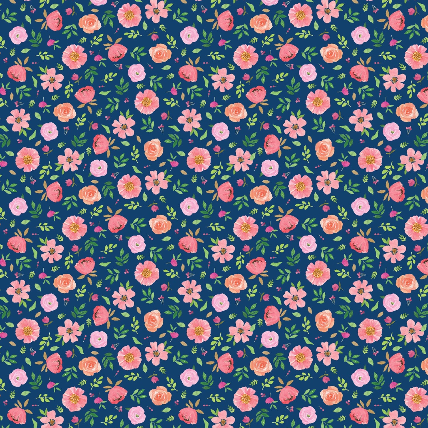 Bows & Blooms | Navy Flower Heads by Color Pop Studio for Blank Quilti