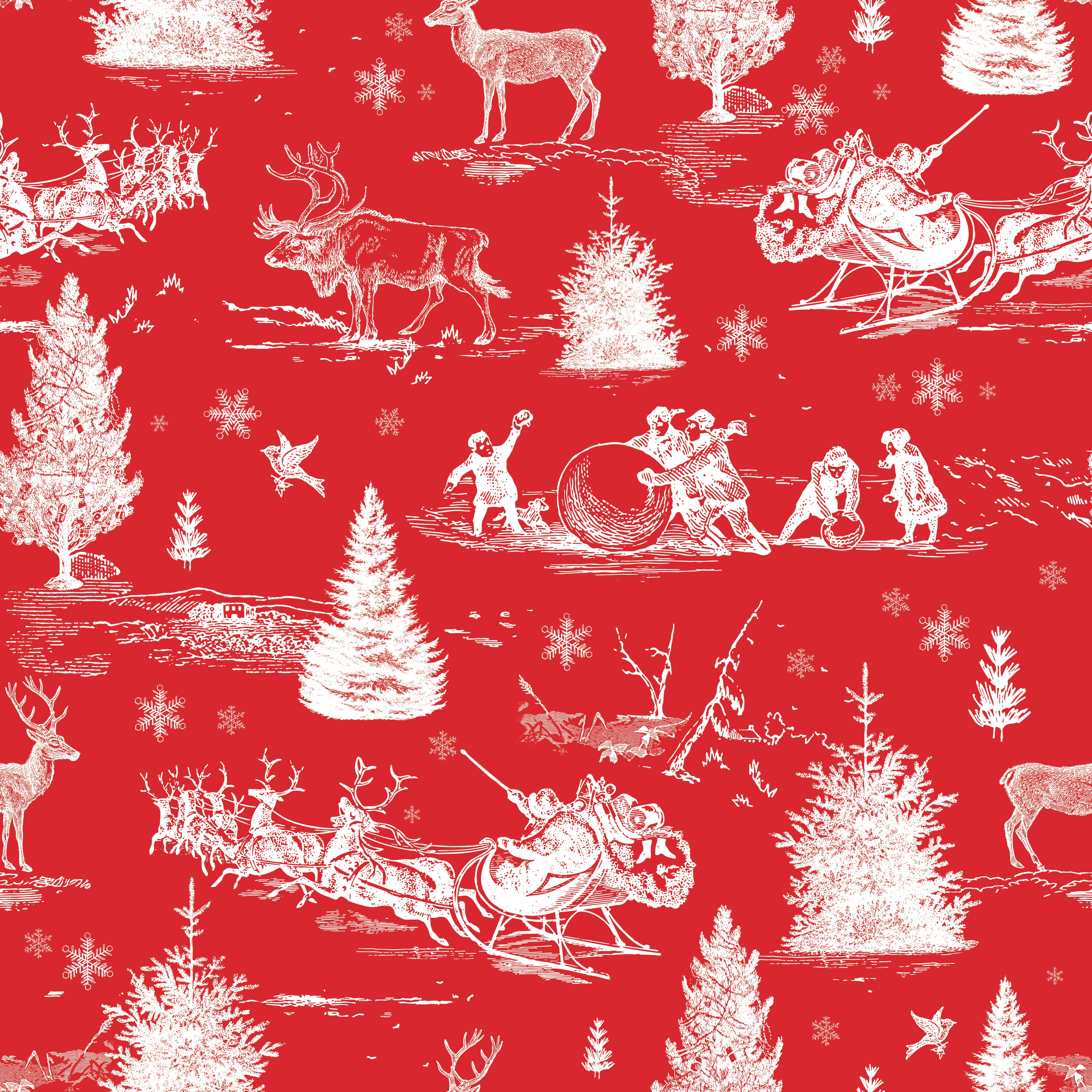 Peace on Earth | 108" Wide Backing - Christmas Scene Red by My Mind's