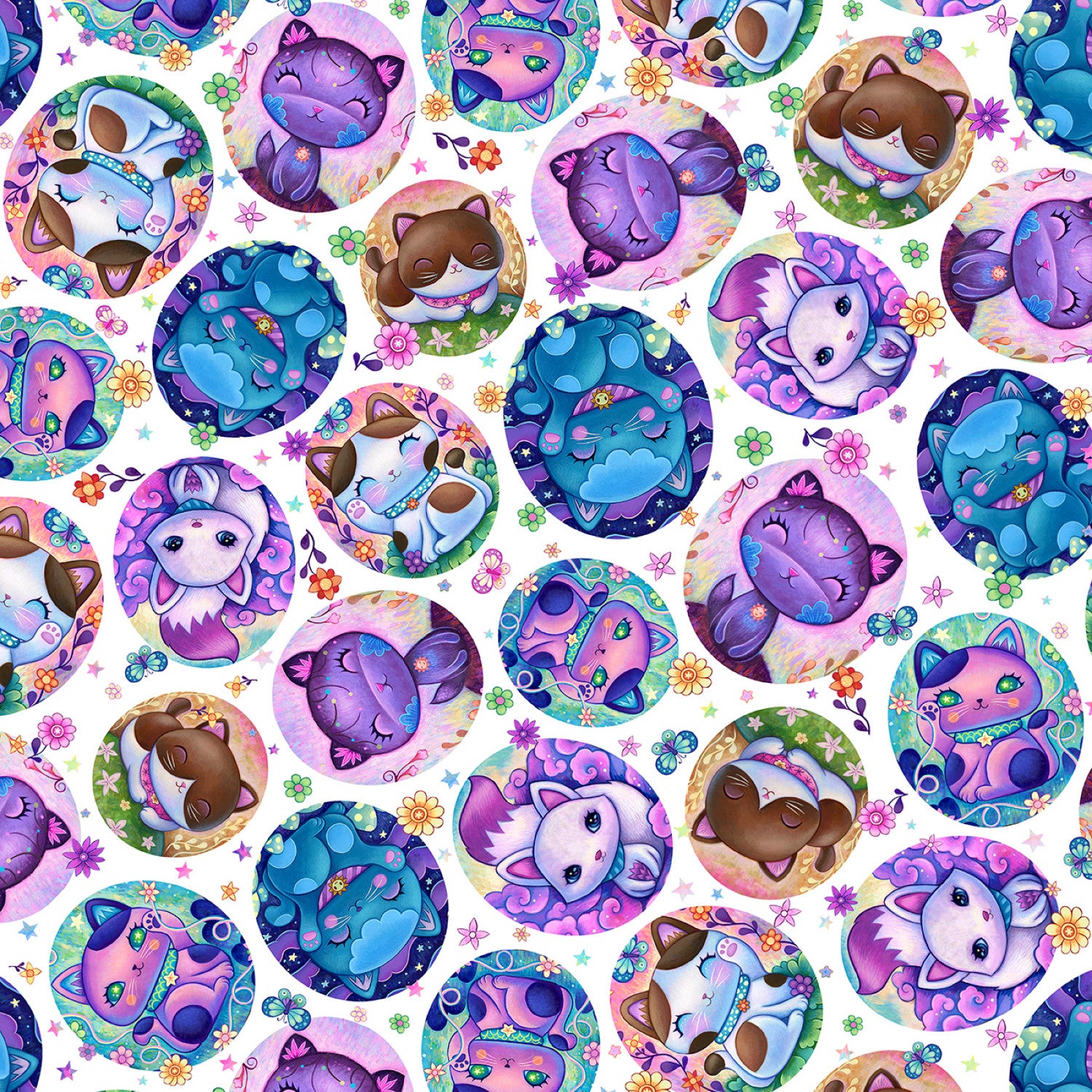 Crazy Kitties | Tossed Framed Kitties - White by Jeremiah Ketner for P