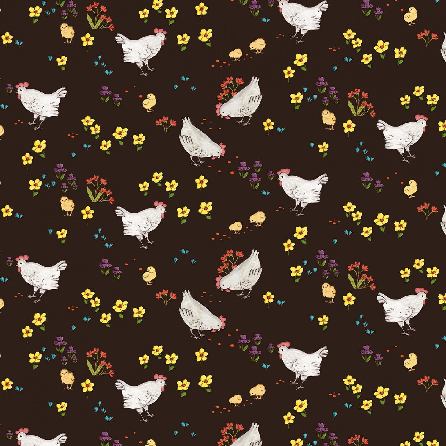 Farm Days | Chicken Farm - Chocolate by Belle & Boo for Michael Miller
