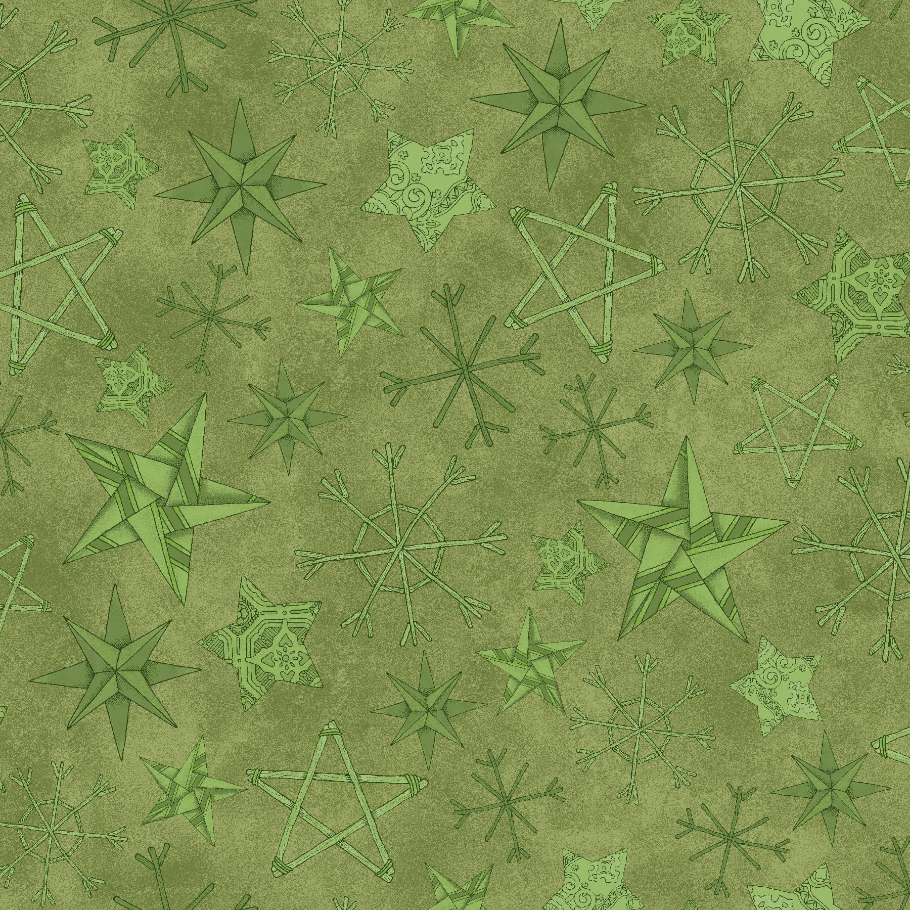 Homemade Holidays | Straw Stars - Green by Kris Lammers for Maywood St