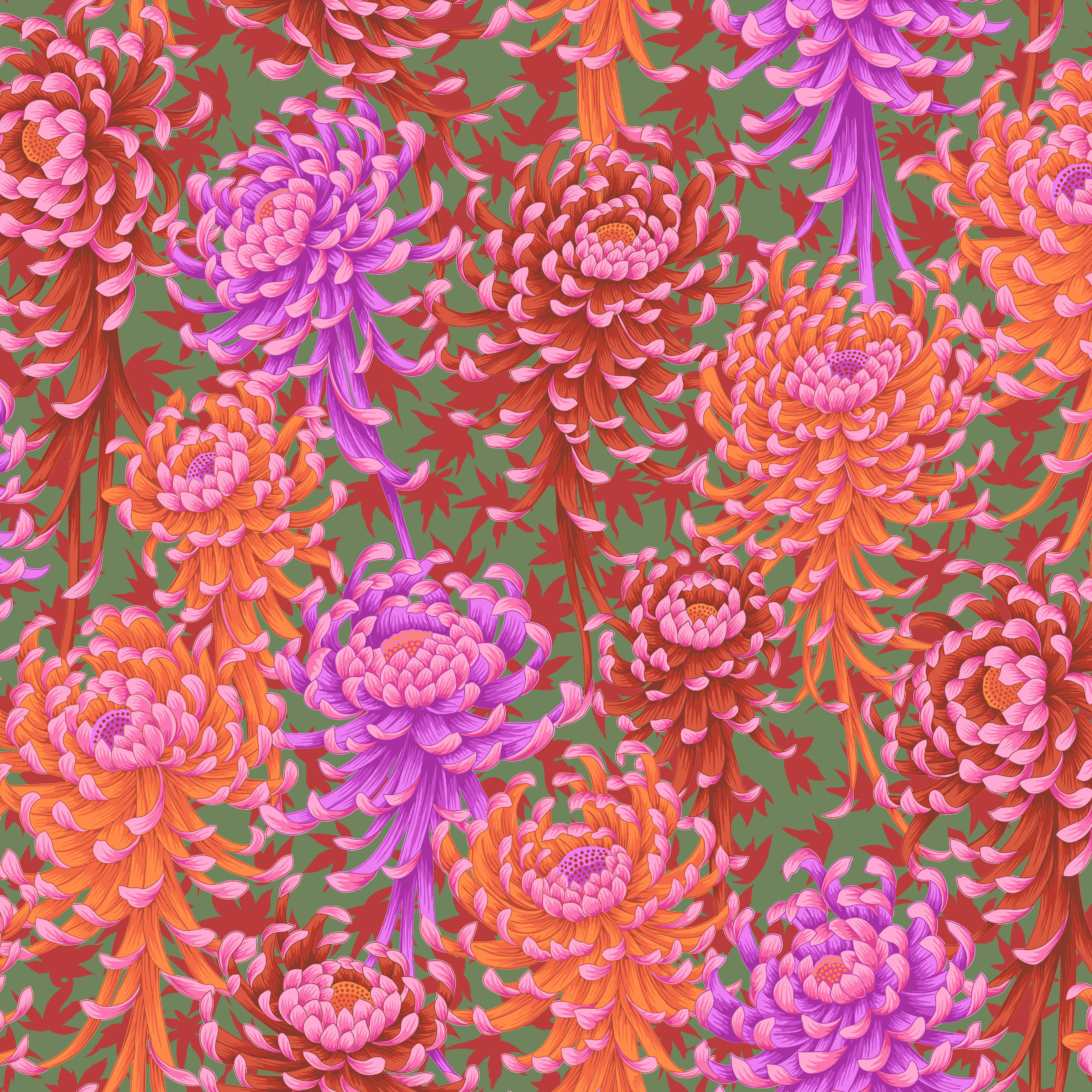 August 2025 | Spider Mums - Red by Kaffe Fassett Collective for FreeSp