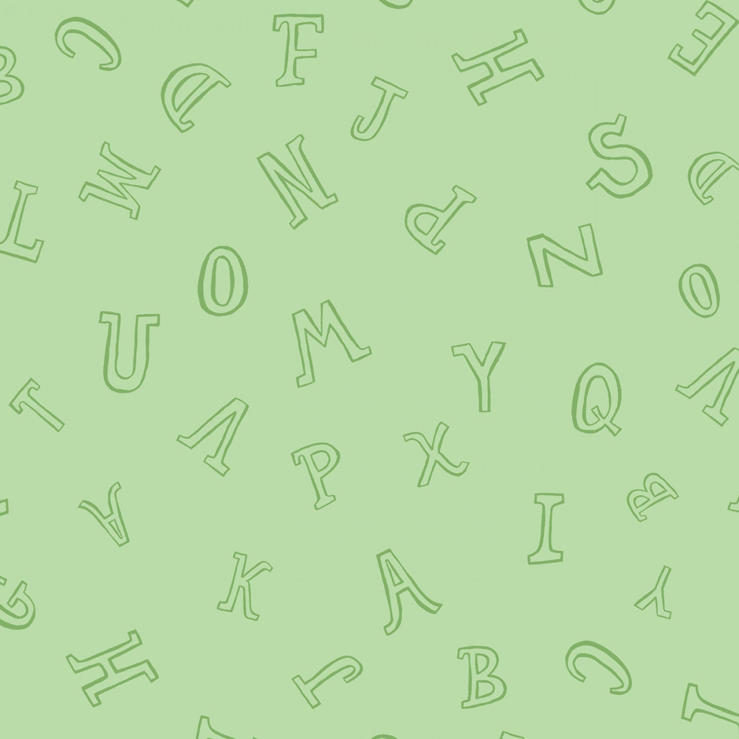 Story Time | Alphabet Toss Light Green by Jill McDonald for P&B Textil