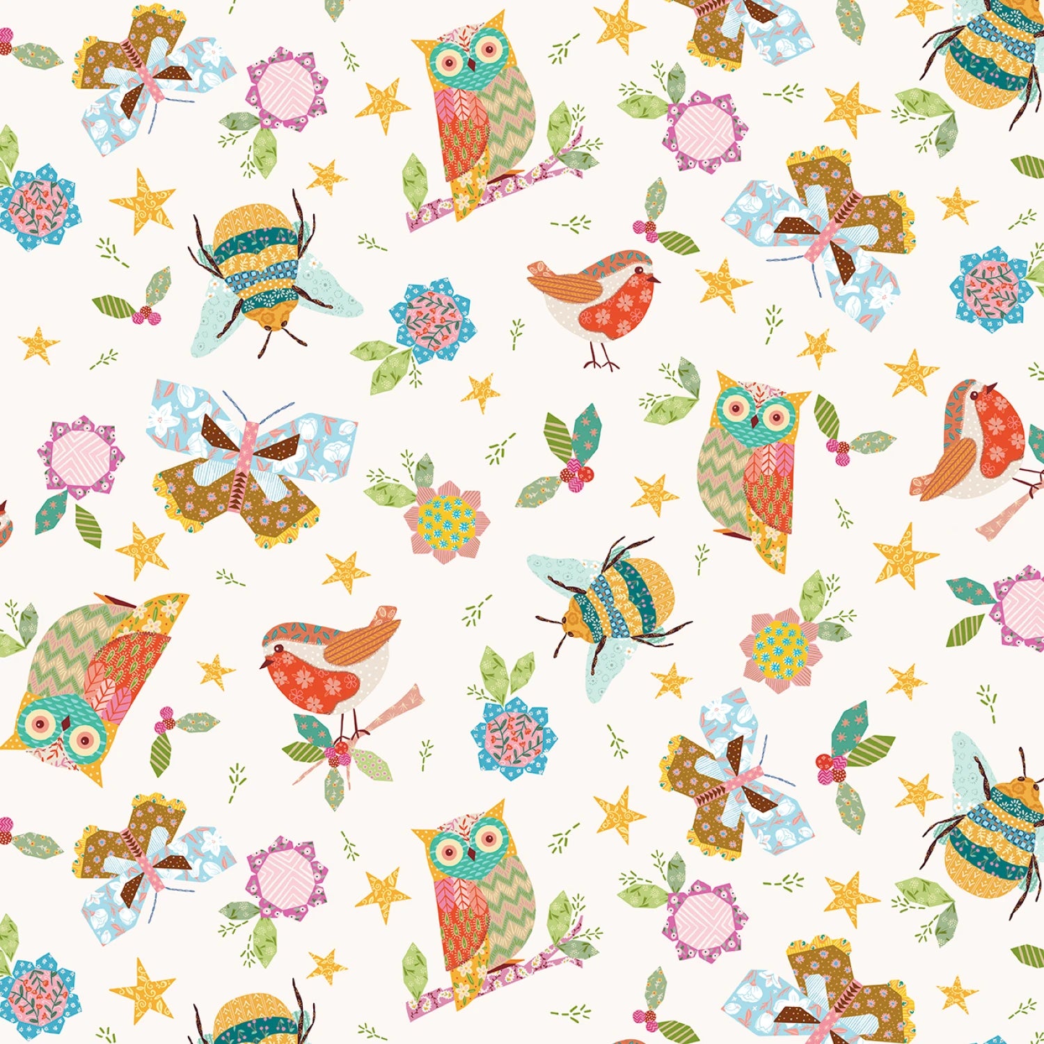 Things with Wings | Animal Toss Cream by Jo Reid for P&B Textiles | TW